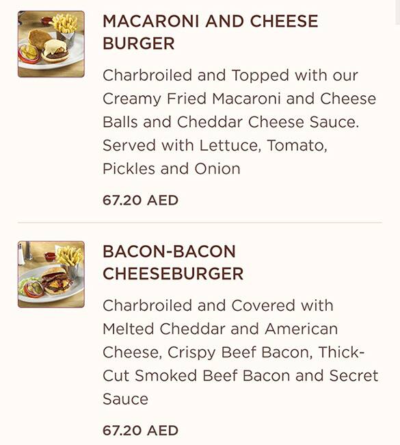 Menu at The Cheesecake Factory restaurant, Abu Dhabi, Yas Mall