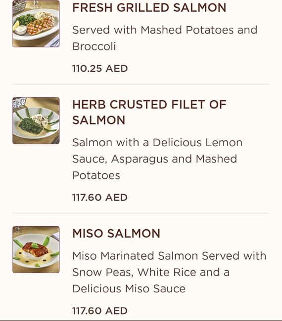 Menu at The Cheesecake Factory restaurant, Abu Dhabi, Yas Mall