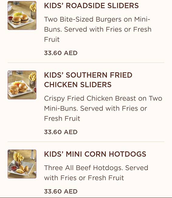 Menu at The Cheesecake Factory restaurant, Abu Dhabi, Yas Mall