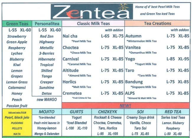 Zen Tea Menu, Menu for Zen Tea, Ortigas, Pasig City - Zomato Philippines