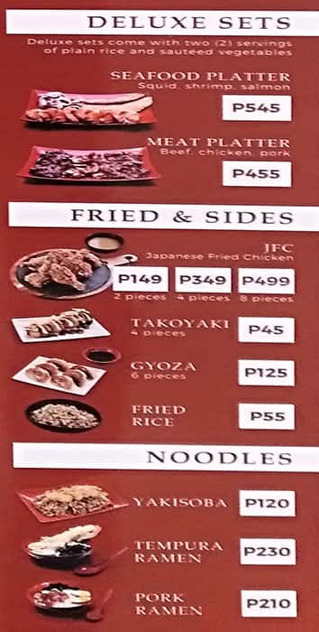 Menu at Teppanyaki Brothers Express restaurant, Mandaluyong, Foodcourt