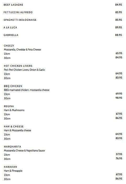 Menu at Purple Cow Restaurant, Olifantsfontein