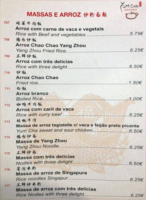 Menu em Macau Dim Sum (Yum Cha Garden) restaurante, Lisboa