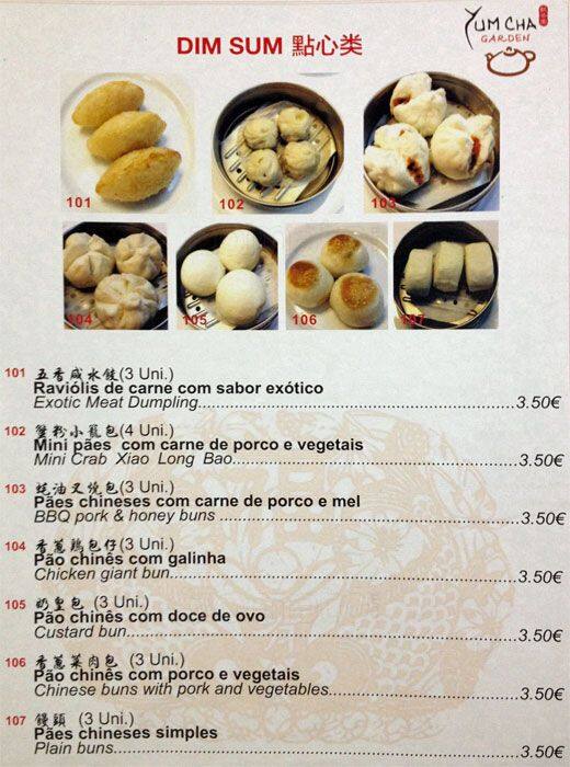 Menu em Macau Dim Sum (Yum Cha Garden) restaurante, Lisboa