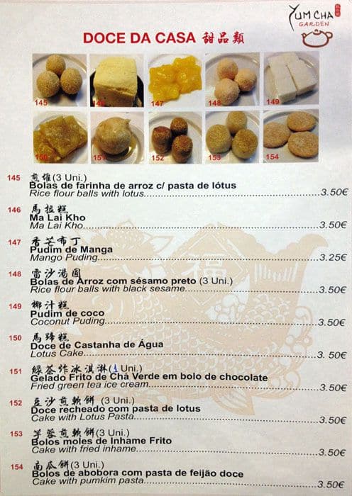 Menu em Macau Dim Sum (Yum Cha Garden) restaurante, Lisboa