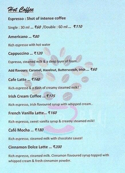 Menu of Cafe@BLU, Geeta Bhavan, Indore