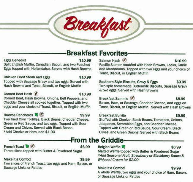 Menu at Madison Diner restaurant, Bainbridge Island