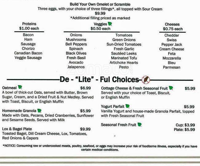 Menu at Madison Diner restaurant, Bainbridge Island