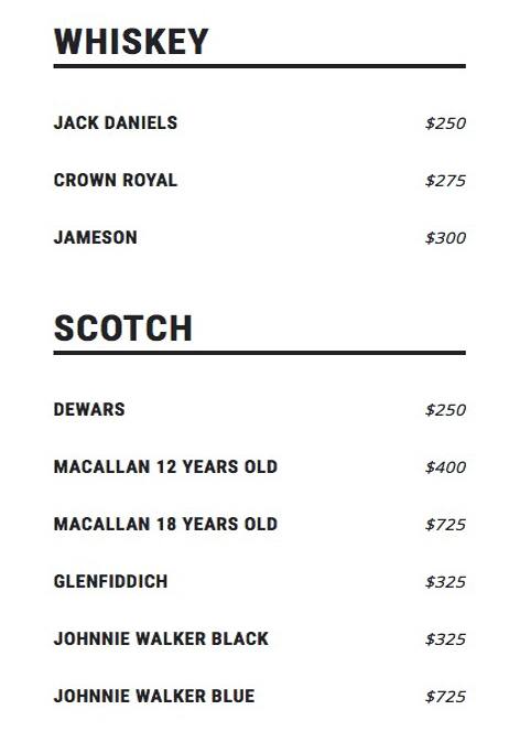 Carta del pub y bar 230 Fifth, Nueva York