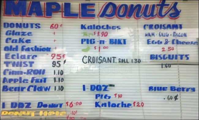 Maple Donuts Menu, Menu for Maple Donuts, Oak Lawn, Dallas - Urbanspoon ...