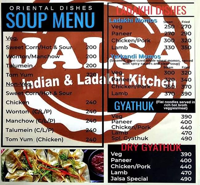 Menu of Jalsa Indian & Ladakhi Kitchen, DLF Phase 1, Gurgaon