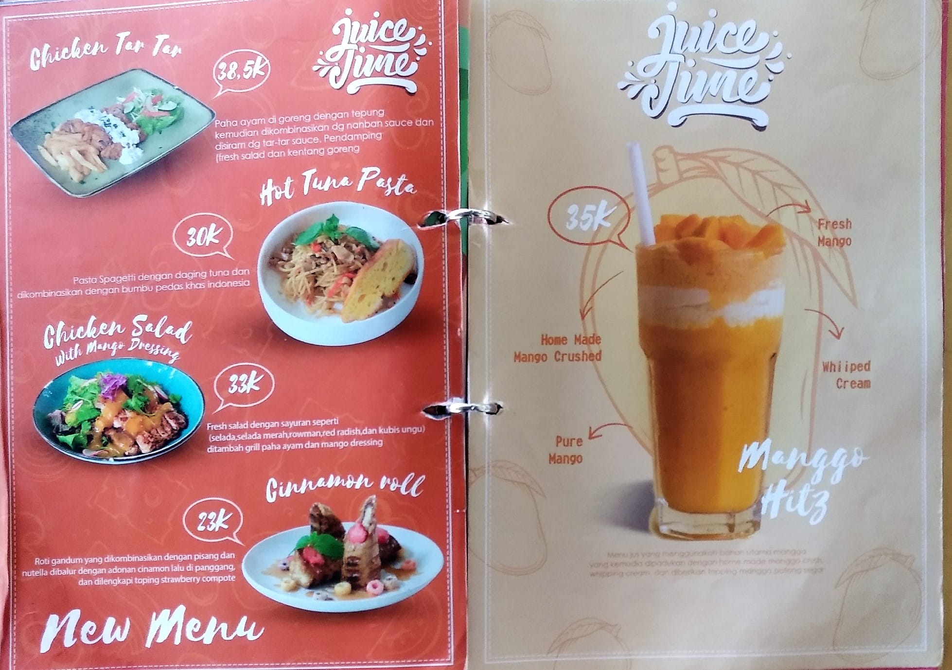 Menu at Juice Time Batubulan restaurant, Gianyar, Jl. Raya Batubulan