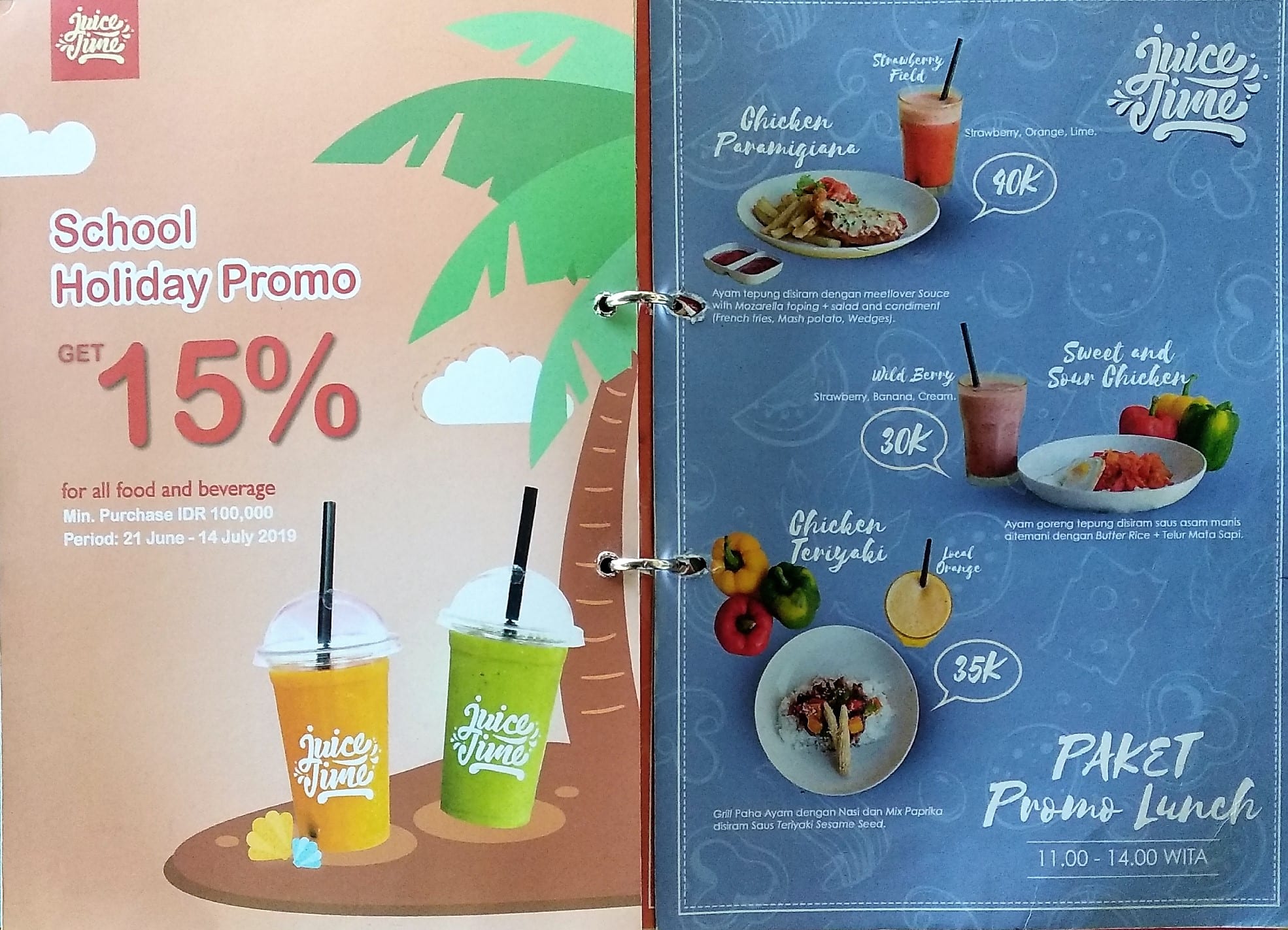 Menu at Juice Time Batubulan restaurant, Gianyar, Jl. Raya Batubulan