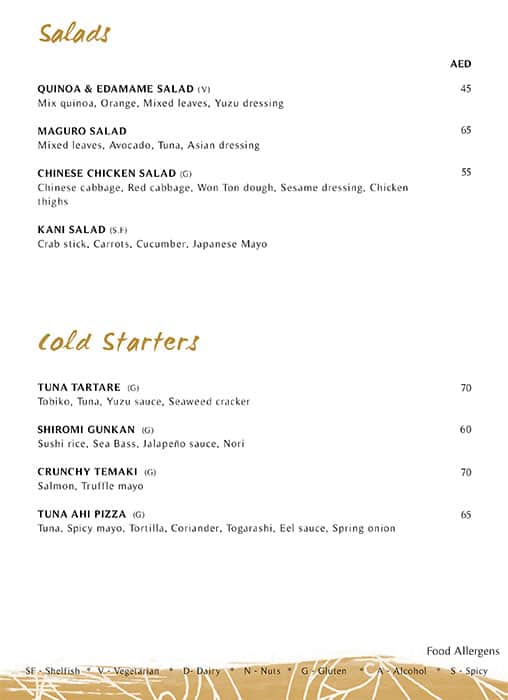 Menu of Karma Kafé By Buddha-Bar, Al Marjan Island, Ras al-Khaimah