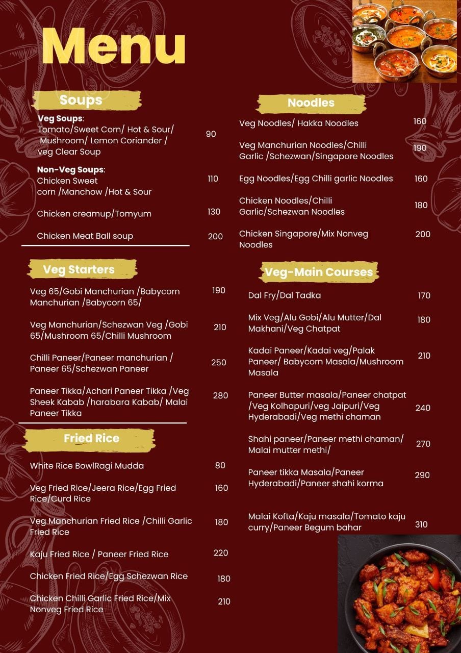 Menu at Raj Darbar Restaurant Miyapur, Hyderabad