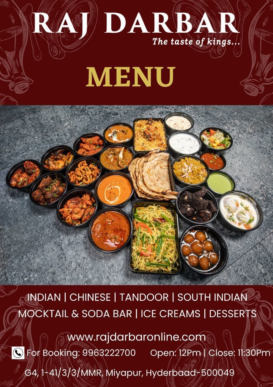 Menu at Raj Darbar Restaurant Miyapur, Hyderabad