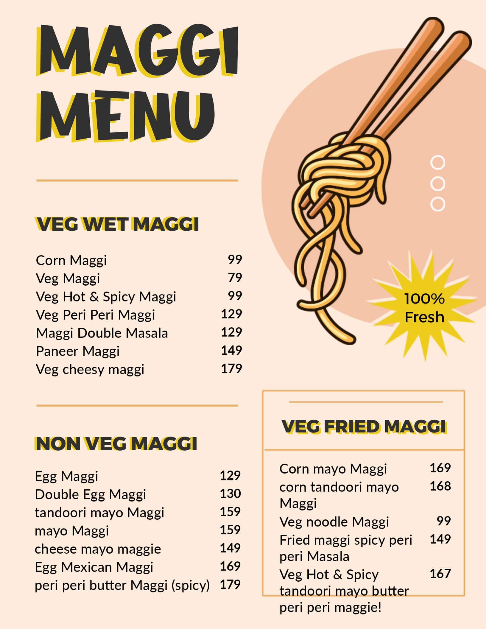 Menu of Maggi Point, Goregaon West, Mumbai