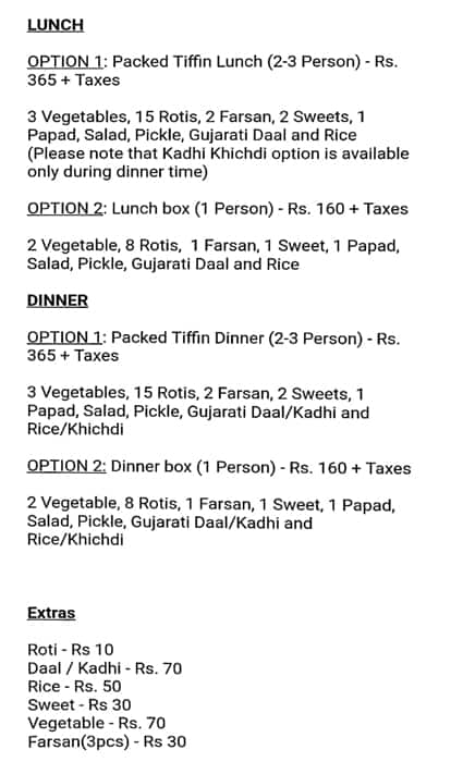 Menu at Myra Restaurant - Hotel Surya, Vadodara