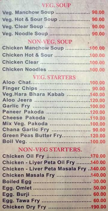 Menu of The Blue, Vasai, Mumbai