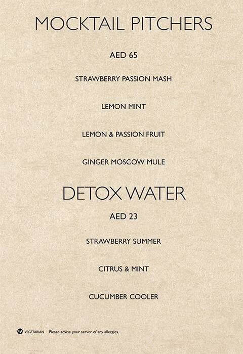 Menu at Asha's restaurant, Abu Dhabi, Yas Mall