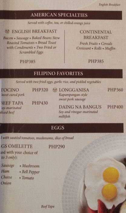 Menu at Cafe Maxims - Maxims Hotel, Pasay