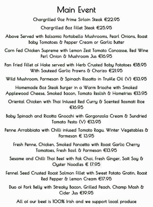 Menu at The Elm Leaf restaurant, Dublin, Main St