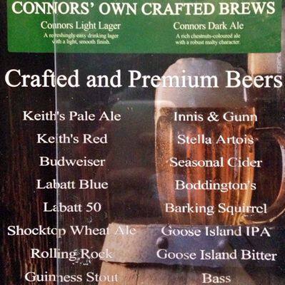 Connors Gaelic Pub Menu, Menu for Connors Gaelic Pub, Centretown ...