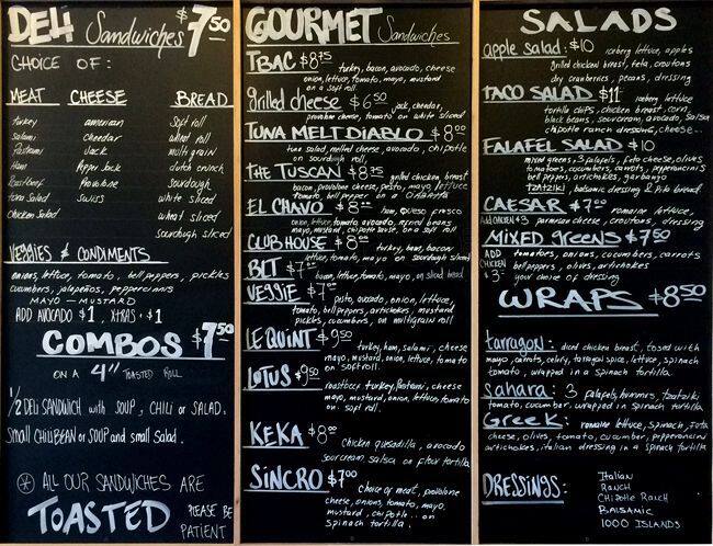 Menu at Grandma’s Deli & Cafe, San Francisco, Mission St