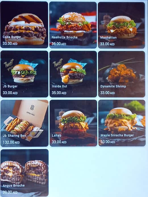 Menu of Just Burger, Al Satwa, Dubai