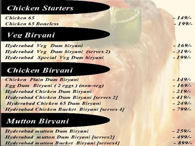 Menu of ADS Hyderabad Biryani, Perungudi, Chennai
