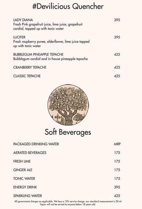 Menu of Diablo, C Scheme, Jaipur