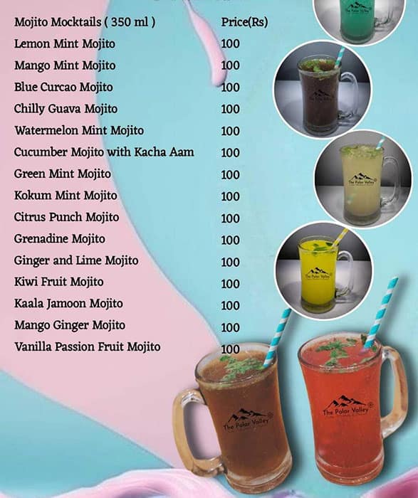 Menu of The Polar Valley, HBR Layout, Bangalore