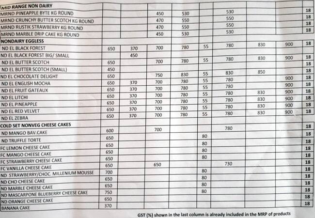 Menu at Sweet Chariot, Bengaluru, 2H4H+W99