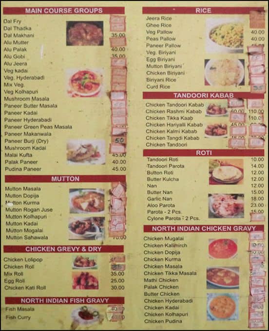 Menu at Esther Food, Bengaluru