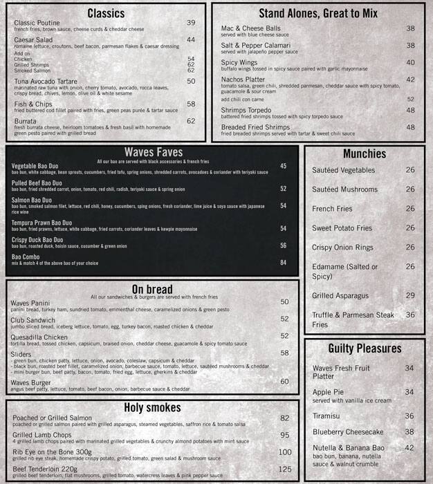 Menu at Waves Bar - Novotel Al Bustan, Abu Dhabi