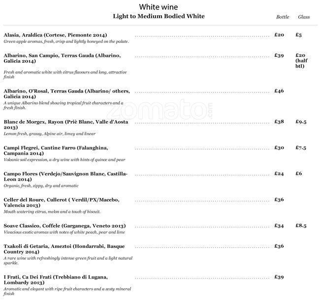 Menu at Salt Yard pub & bar, London