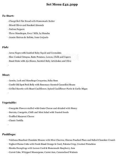 Menu at Salt Yard pub & bar, London