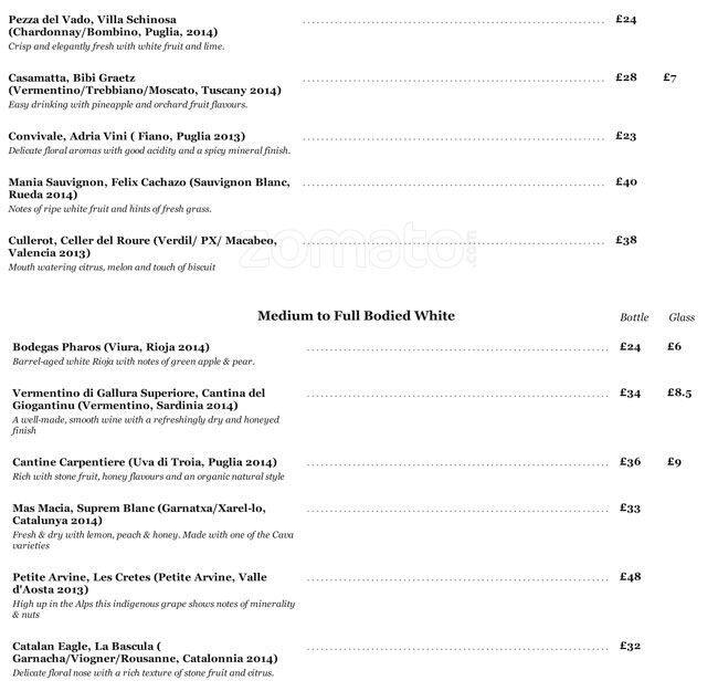 Menu at Salt Yard pub & bar, London