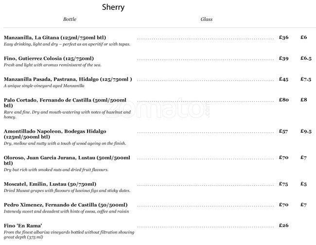 Menu at Salt Yard pub & bar, London