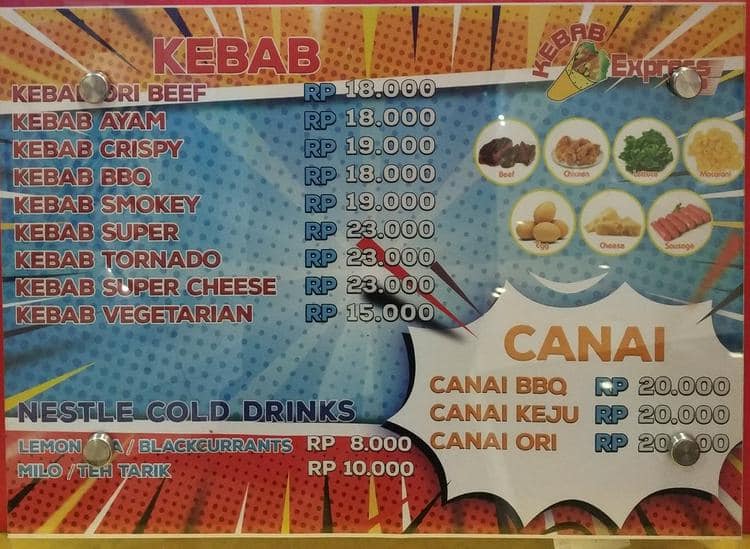 Menu at Kebab Express, West Jakarta