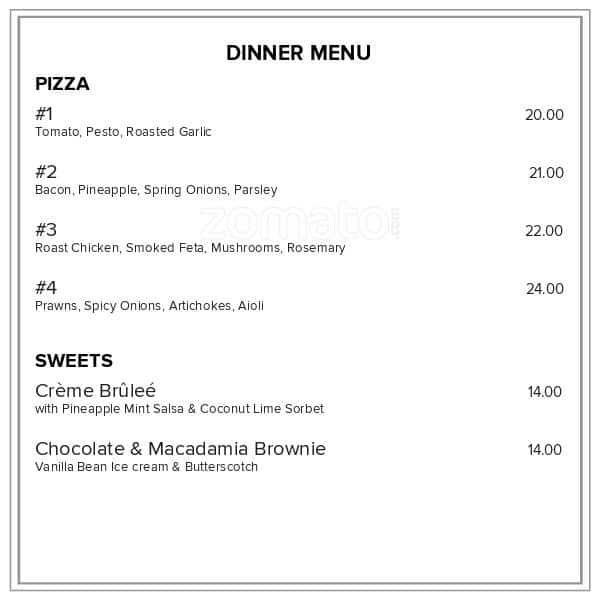 Menu at The Trading Post pizzeria, Paengaroa