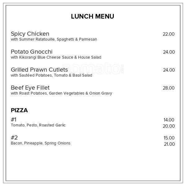 Menu at The Trading Post pizzeria, Paengaroa