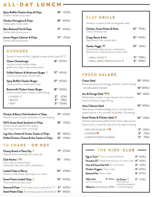 Menu at The Coffee Club, Nundah, Shop 7