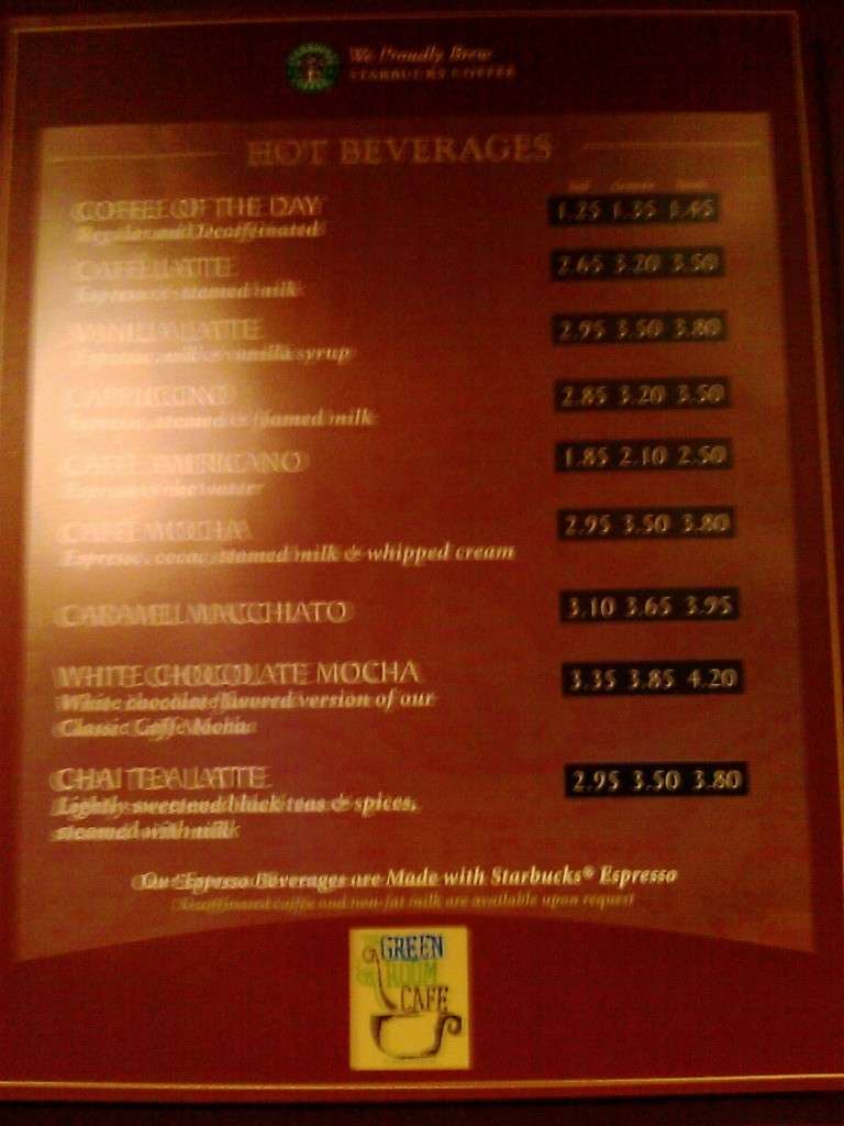 Menu at Green Room pub & bar, Bakersfield