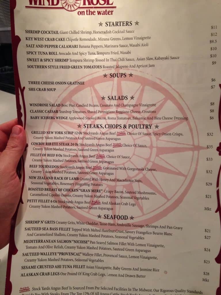 Menu at Windrose On The Water, Osage Beach, State Rd Kk