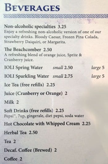 Menu at Sotiris Greek Restaurant, Burlington