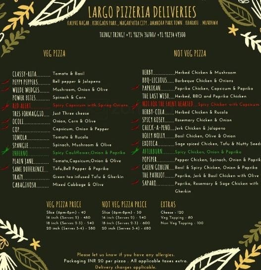 Largo Pizzeria Menu, Menu for Largo Pizzeria, Pune - Zomato