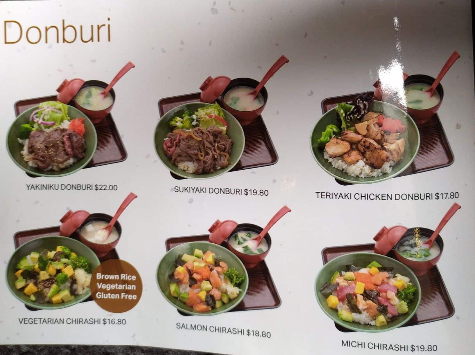 Menu at Michi Izakaya & Ramen restaurant, Sydney