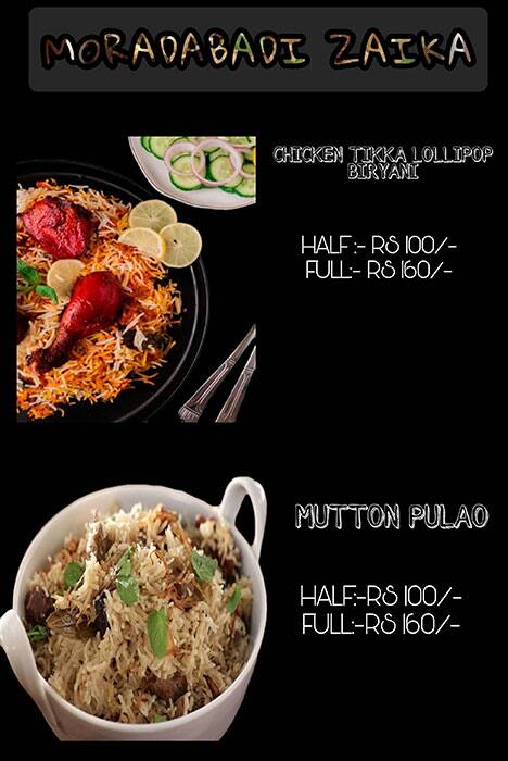 Menu of Moradabadi Zaika, Mohammad Ali Road, Mumbai