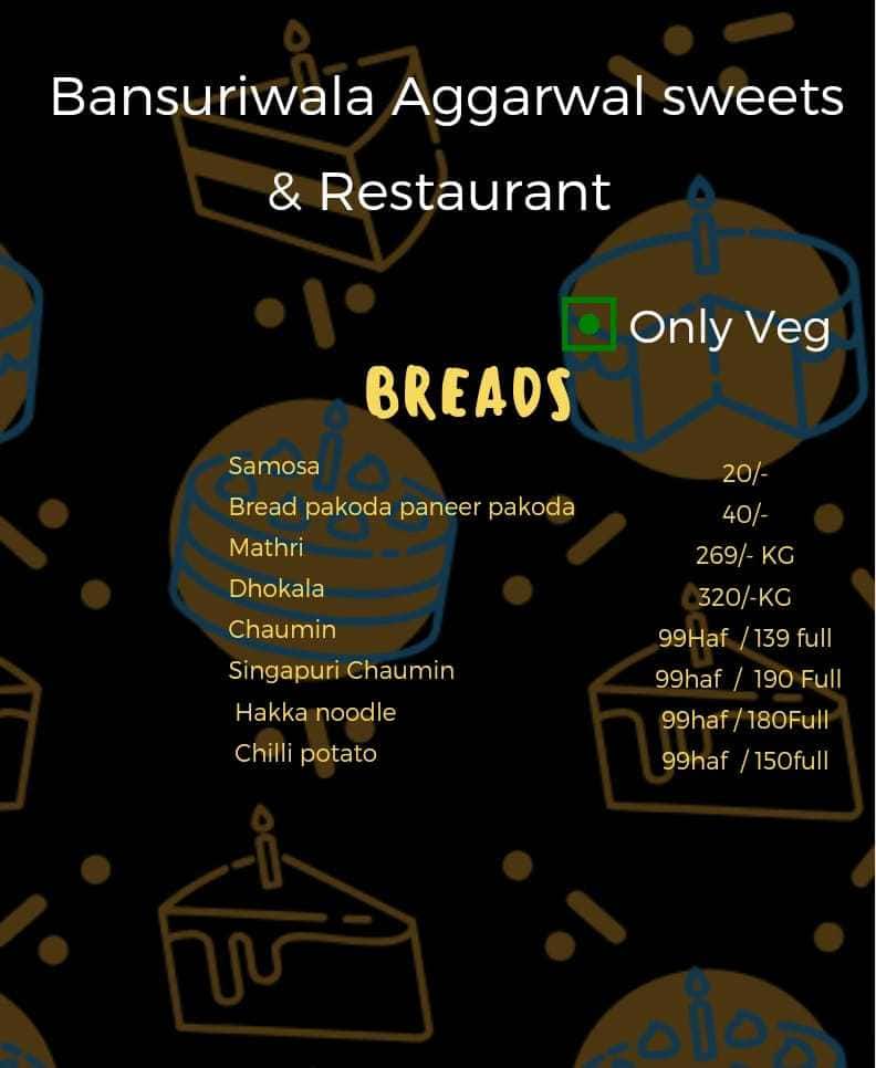 Menu of Bansuriwala Aggarwal Sweets & Restaurant, Badarpur Border ...